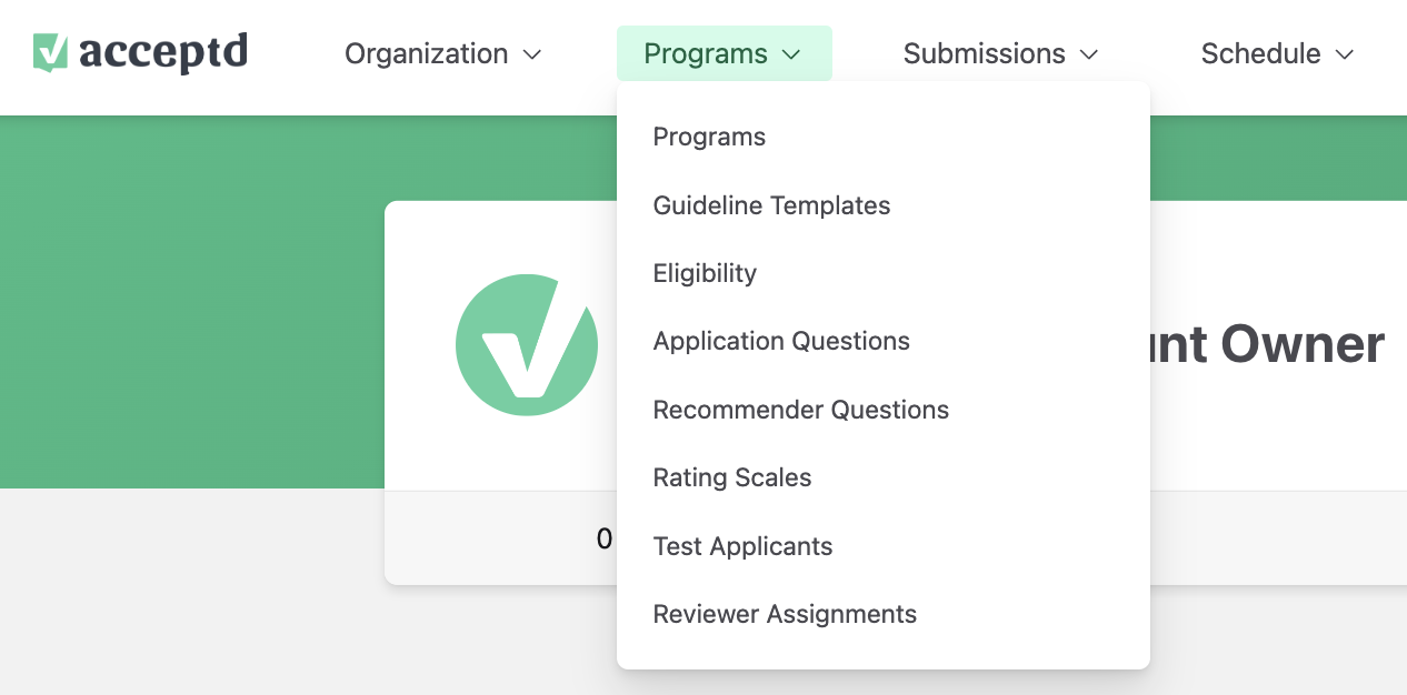 Programs Menu (Account Owners and Program Managers) – Acceptd Guides & Tutorials