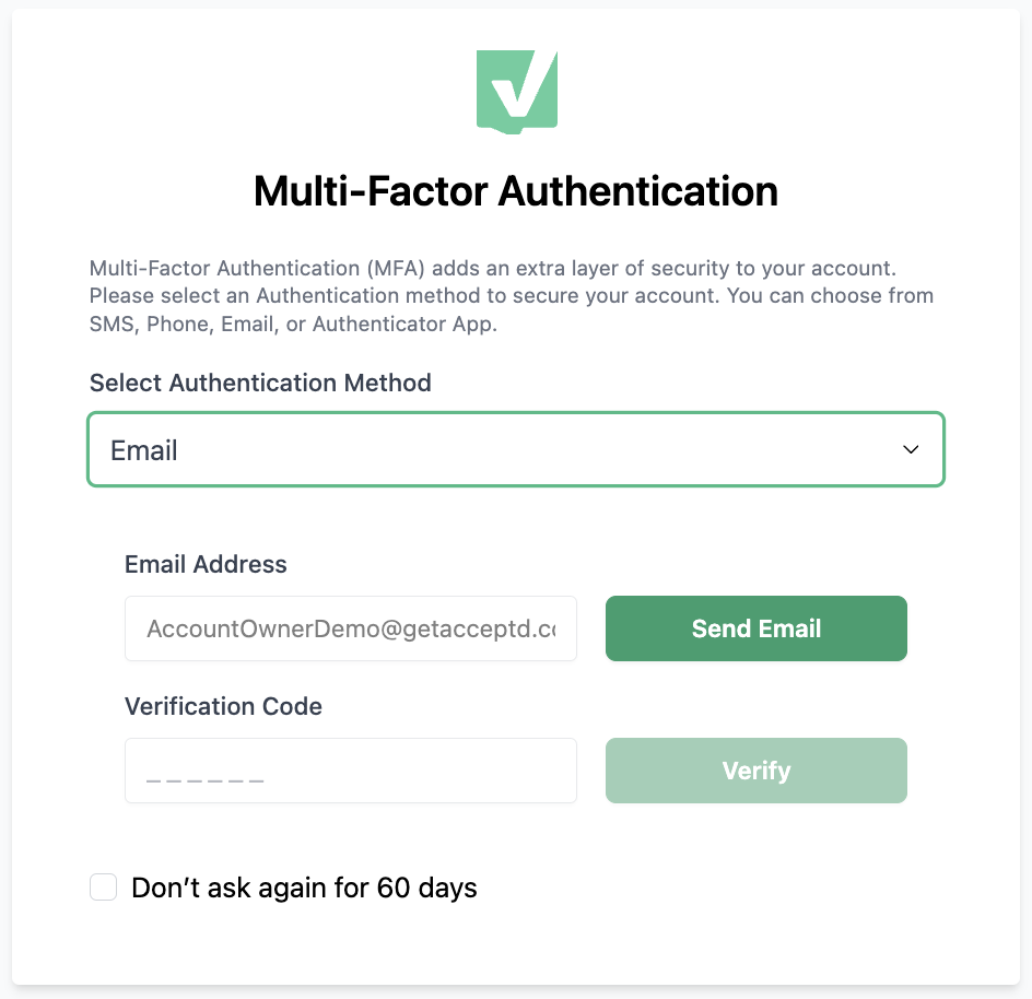 What are my authentication (MFA) options? – Acceptd Guides & Tutorials